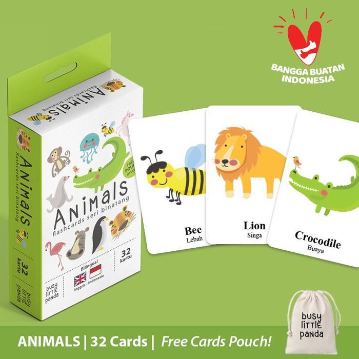 Jual Mainan Edukasi Edukatif Kartu Flash Card Trilingual Seri Binatang ...