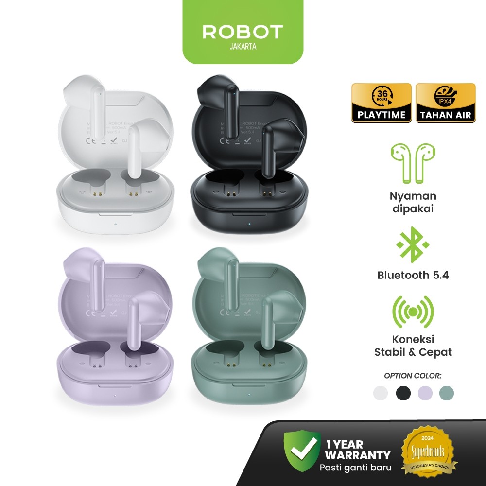 Jual ROBOT Headset Bluetooth Earphone TWS True Wireless Charging ...