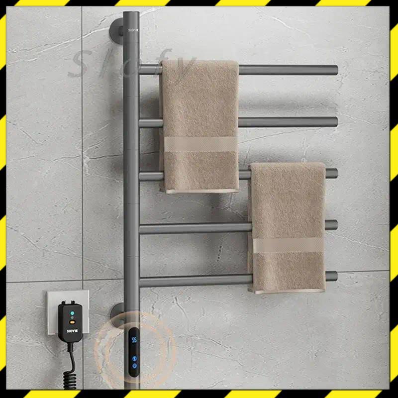 Jual Electric Heated Towel Rack Rotating Bathroom Wall Mounted Drying ...