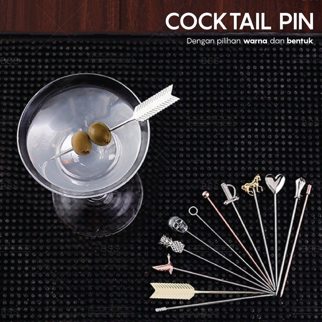 Jual SUS 304 Cocktail Needle Wine Pin Garnish Minuman Cocktail Mocktail ...