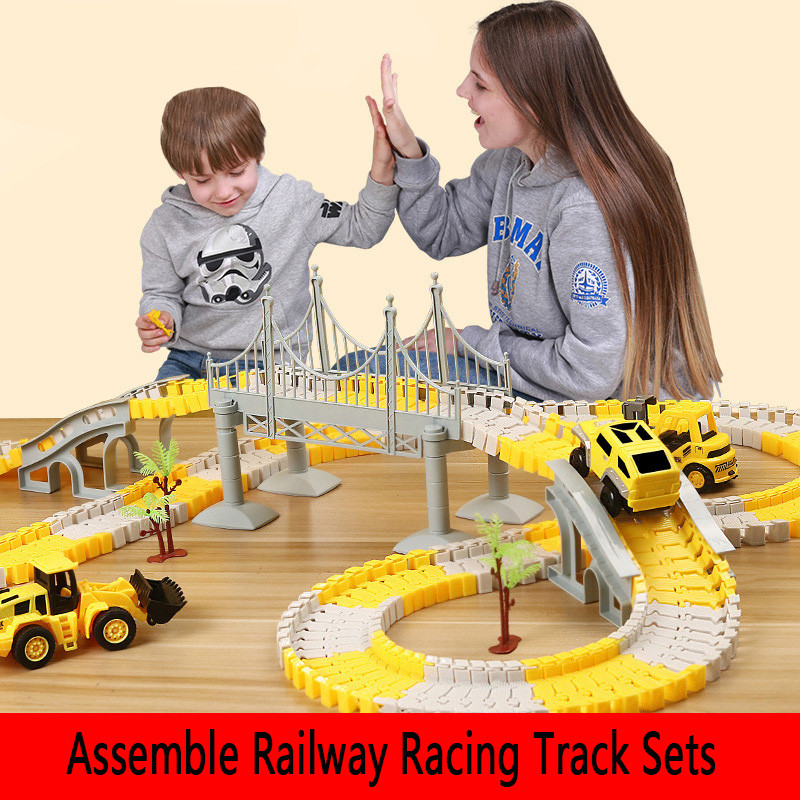 Jual 137-467pcs Car Electric Car Train Track Sets Brain Game Flexible ...