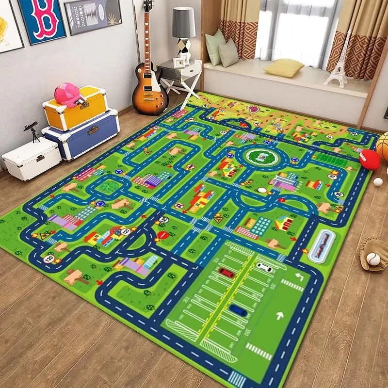 Jual VIKAMA Car Rug Play Mat Road Rug Kid Play Mat Playroom Toy Car Mat ...