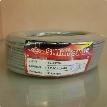 Jual SHINYOKU KABEL TELEPON TEMBAGA 0.6mm 0.6 MM 1X2C 50m 50M 50 Meter ...