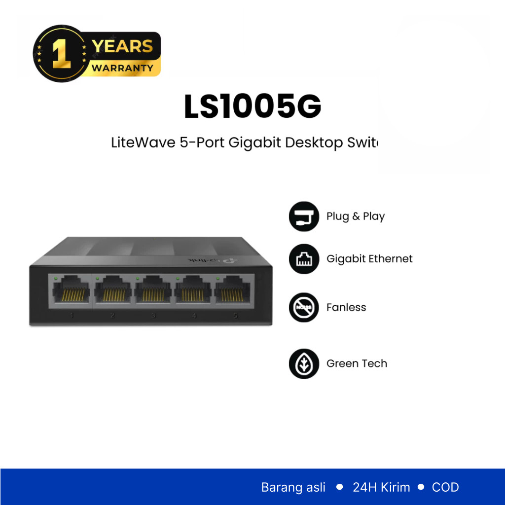 Jual TP-Link LS1005G | 5 Port Gigabit Unmanaged Switch | Desktop ...