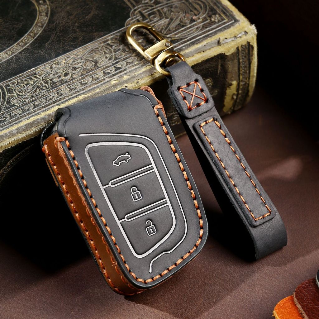 Jual Leather Car Key Cover Keyain Holder Case Protector for JAC JIAYUE ...