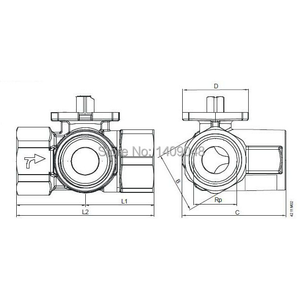 Jual G34 6Nm drive 010V420mA control electric ball valve DN20 3 way ...