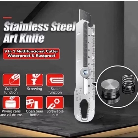 Jual ODT Cutter Pisau 9 in 1 Karter Carter Stainless Besar Penggaris ...