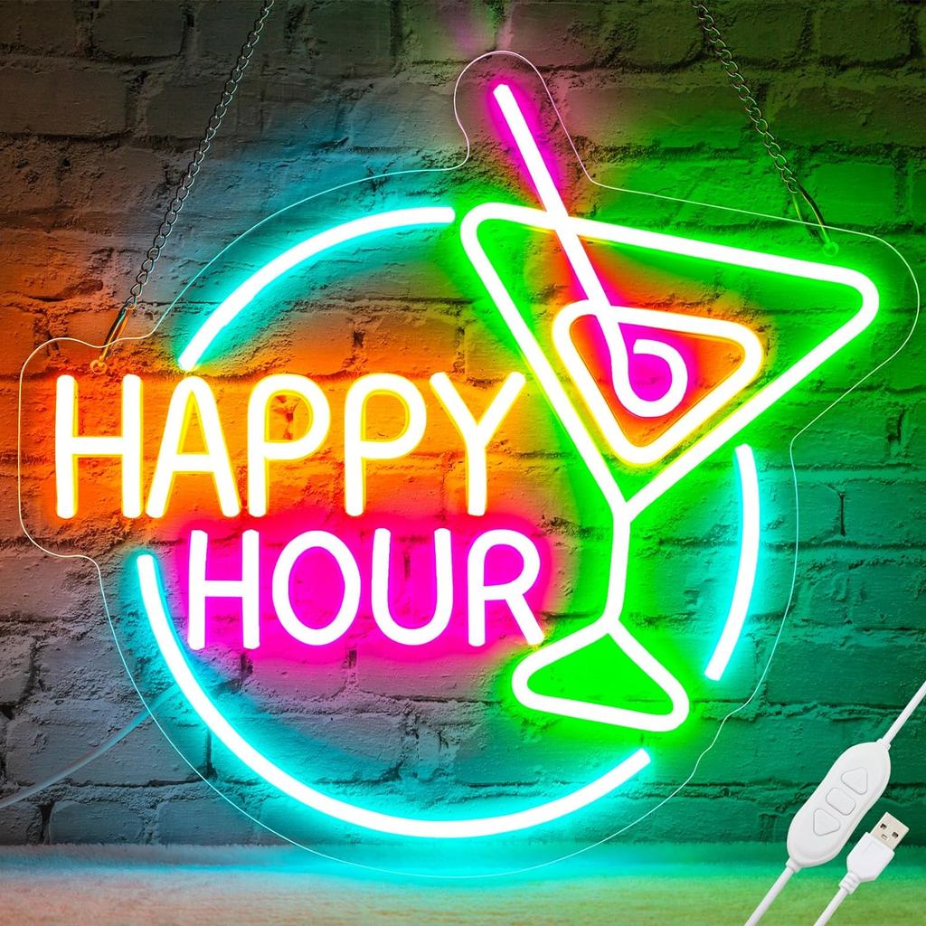 Jual Happy Hour mmable LED neon sign, 5V USB power supply suitable for ...