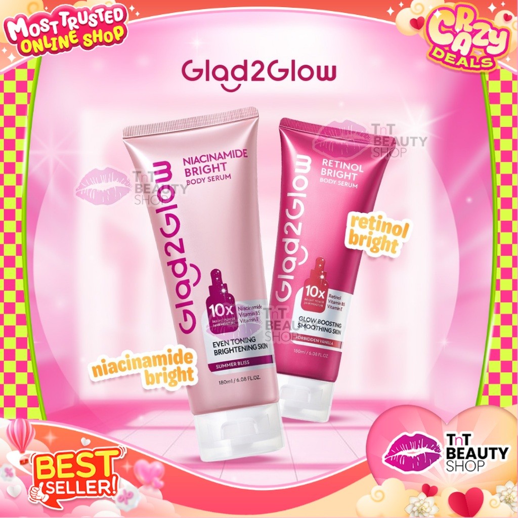 Jual Glad2Glow Retinol Niacinamide Bright Body Serum 180ml Glow ...
