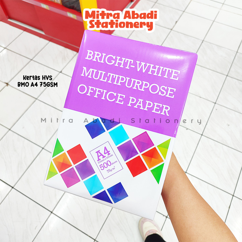 Jual (1 RIM) KERTAS HVS BMO / A4 F4 75 GSM PRINT PUTIH POLOS ATK ALAT ...