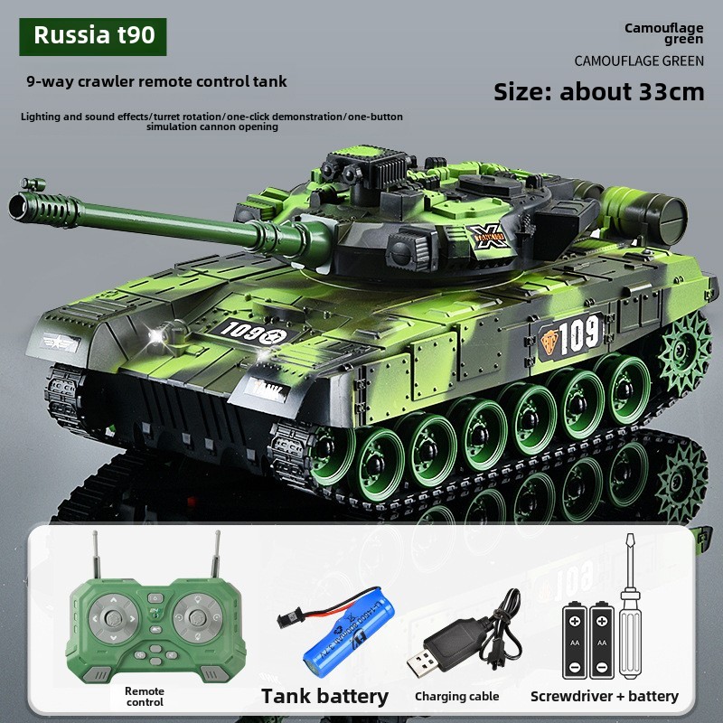 Jual RC T90 Tank USB Charge with LED Sound 7/9CH Remote Control Armored ...