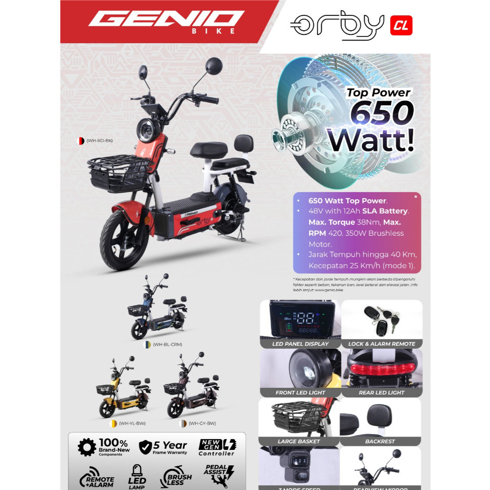 Jual Sepeda Listrik GENIO ORBY CL BY UNITED 350 Watt Electric E Bike ...