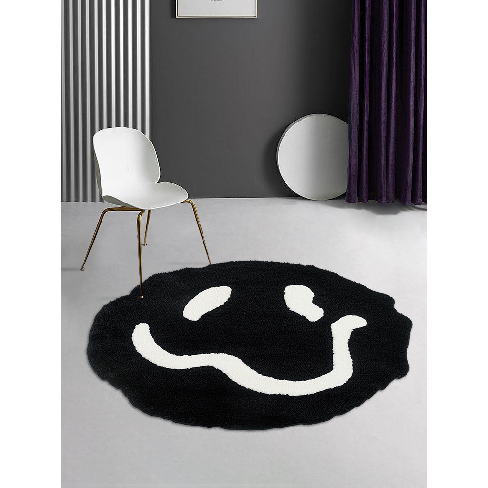 Jual Y2K Smiling Face Tufted Rug for Living Room Bedroom Round Fluffy ...