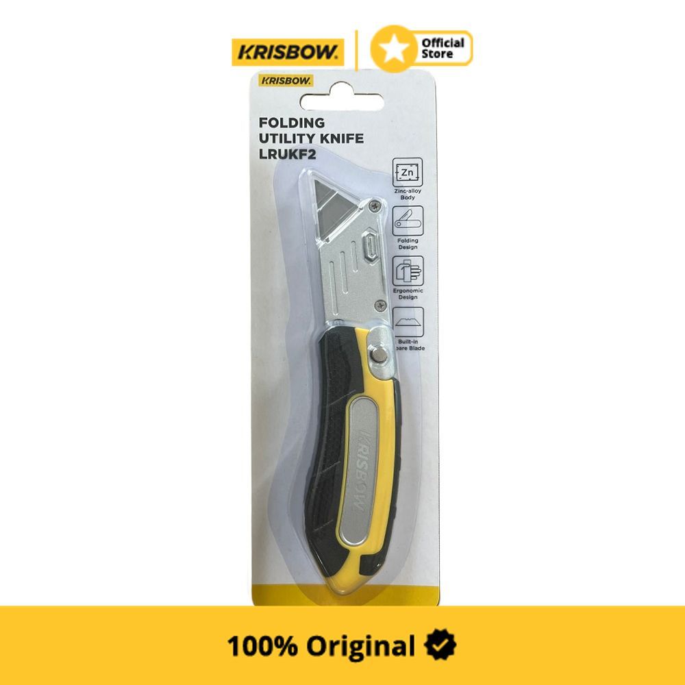 Jual Krisbow Pisau Lipat LRUKF2 - Kuning/Hitam Safety Cutter Utility ...