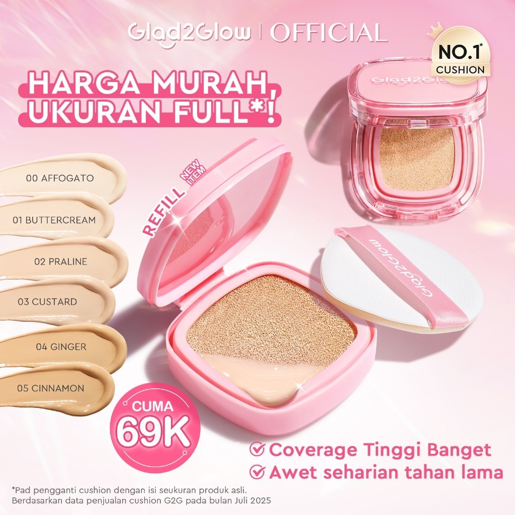 Jual Glad2Glow Perfect cover cushion Setting dengan kandungan skincare ...
