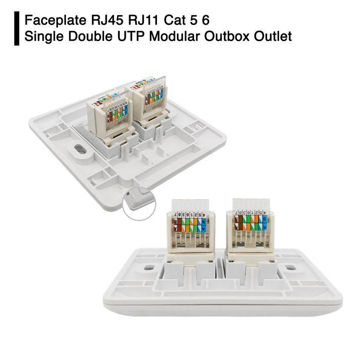 Jual Faceplate RJ45 Cat 5 6 Single Double UTP Modular Outbow Outbox ...