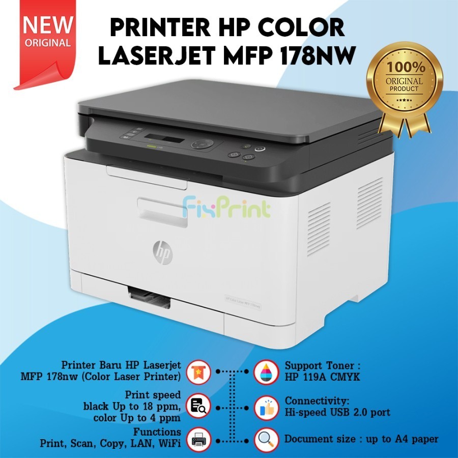Jual Printer LaserJet Color MFP 178nw Multifunction Wireless MFP 178 NW ...