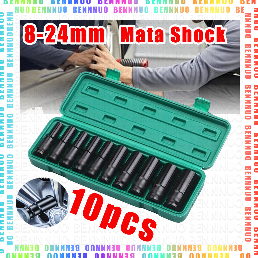 Jual 10Pcs Mata Socket Kunci shock Impact socket set 8-24mm Impact ...