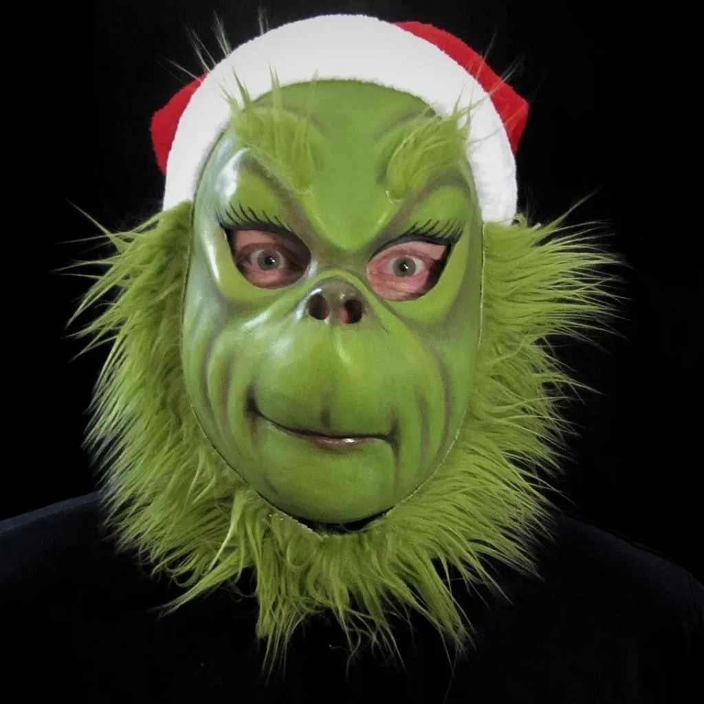 Jual Grinch Mask 2025 New Christmas Green Haired Monster Gloves Cos ...