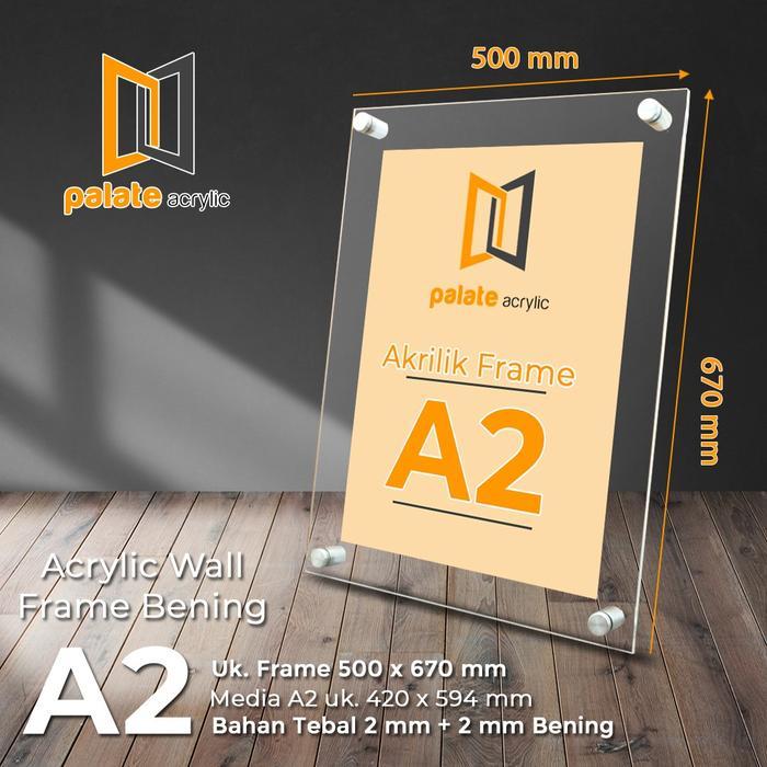 Jual acrylic / akrilik frame poster/wall display ukuran A2 bahan 2mm ...
