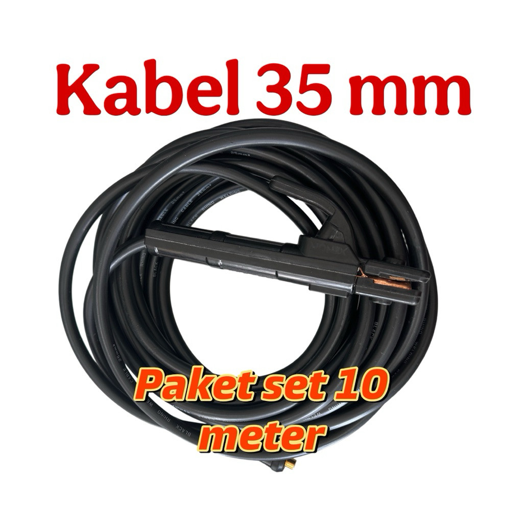 Jual Kabel las set 10 meter 35 mm Rhino plus stang las 200a kabel trafo ...