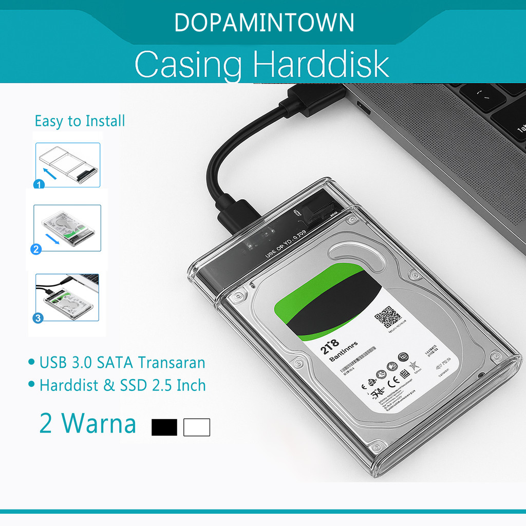 Jual Casing Hardisk External HDD SSD External Case 2.5" USB 3.0 Hitam ...