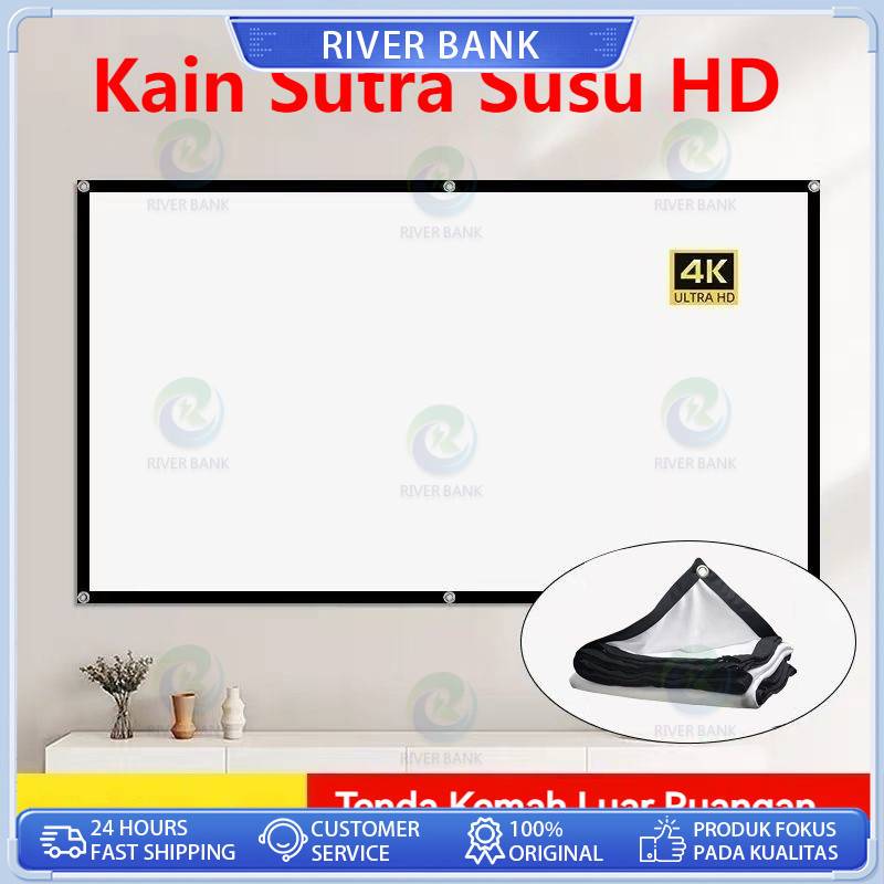 Jual 100 120 inch Tirai proyeksi Kain Layar Proyektor 16:9 Anti-light ...