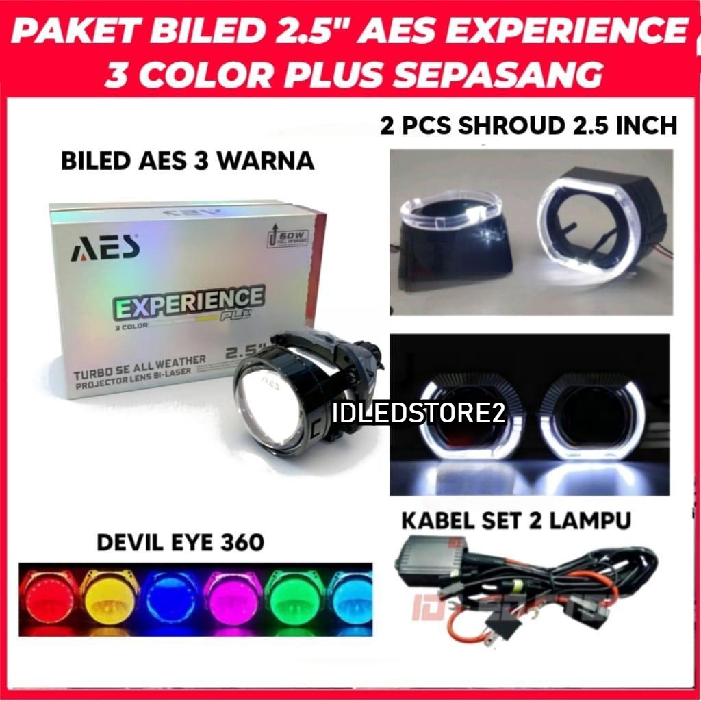 Jual PAKET KOMPLIT SEPASANG BILED AES 3 WARNA PLUS 60 WATT ALL WEATHER ...