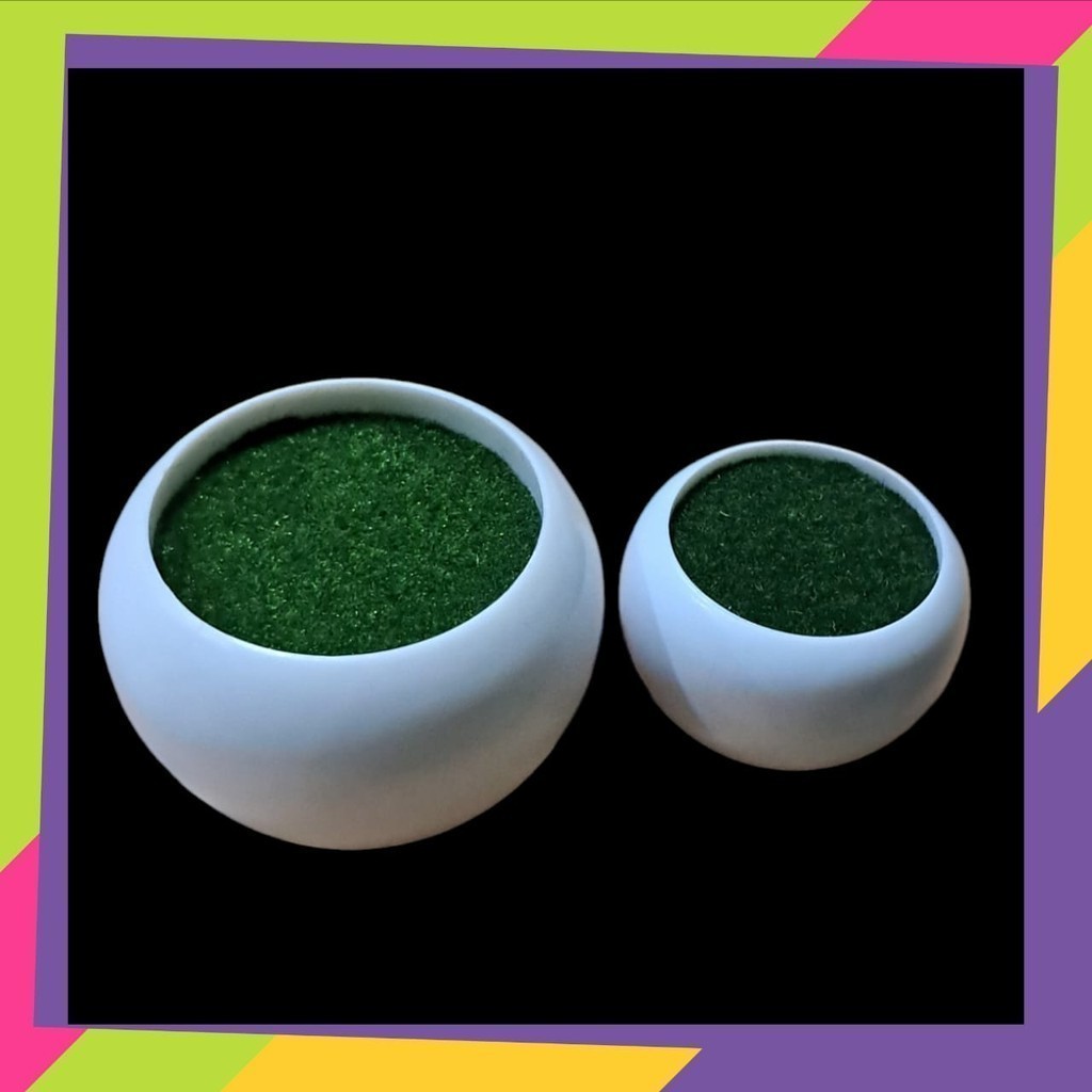 Jual 1970D1 / Pot bunga plastik + busa, rumput & pemberat / Vas bunga ...