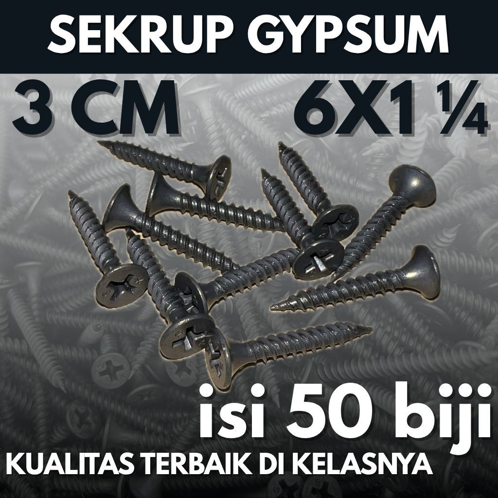 Jual Sekrup Gypsum (3cm) 6x1 1/4 (isi 50 biji)- Skrup Galvalume ...