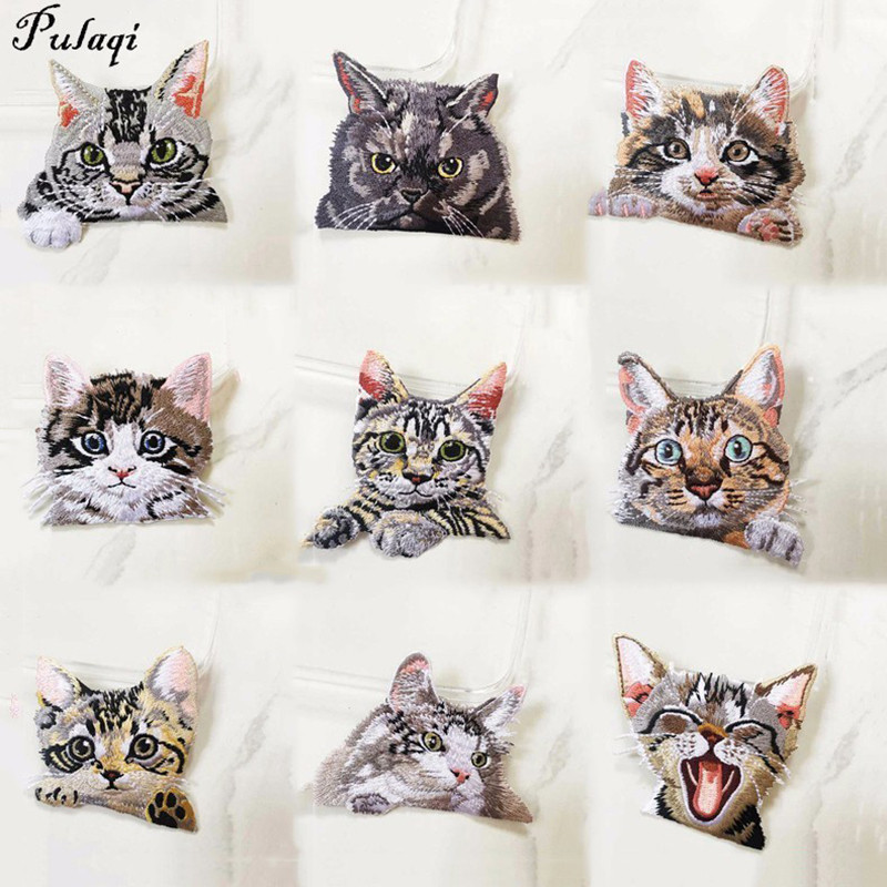 Jual 3D Pocket Cat Embroidered Patches For Clothing Fusible Sticker DIY ...