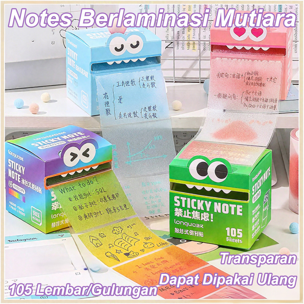 Jual Notes Tempel Transparan - 105 Lembar Pearl & Macaron, Desain Tarik ...