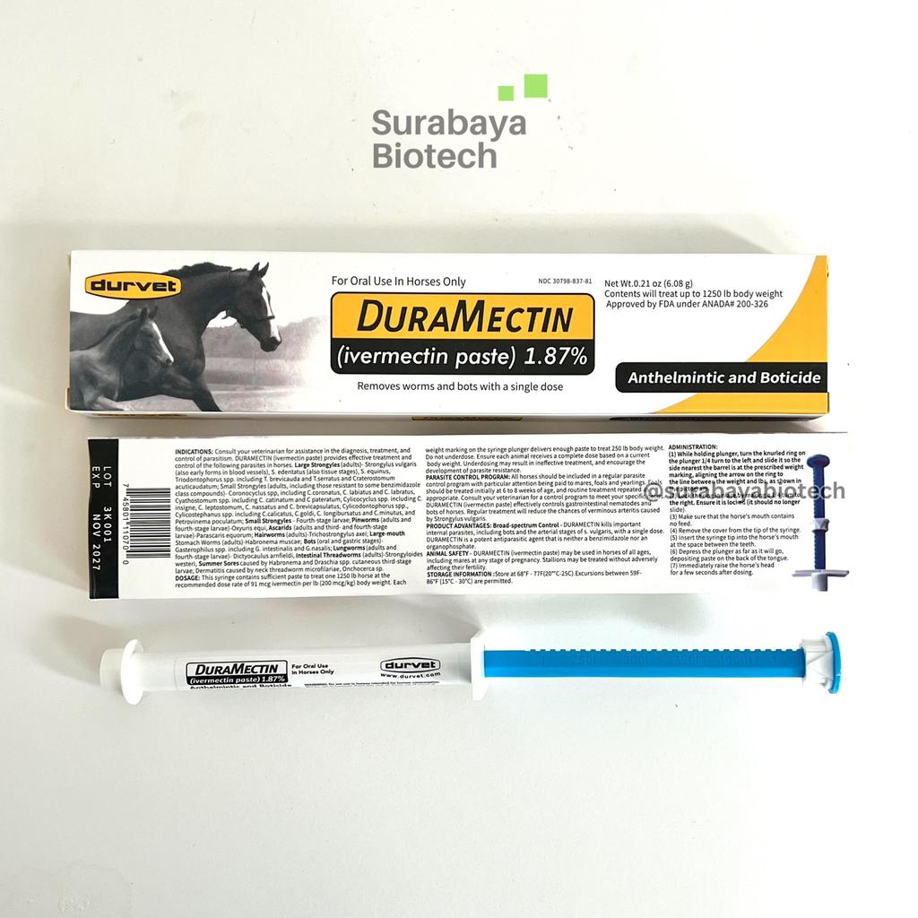 Jual DuraMectin Horse Ivermectin Tube Paste 1.87% Rasa Apel Horse ...