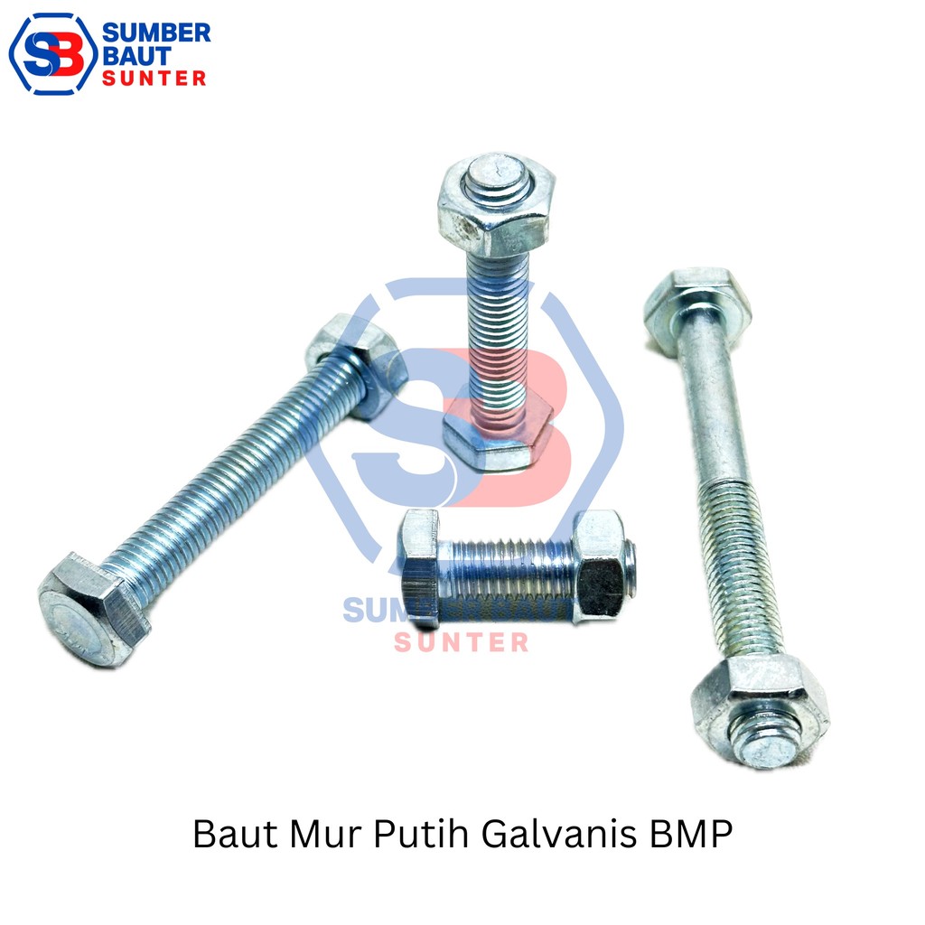 Jual M14x75 Baut Mur Hexagon Putih BMP Hex 14x75 Kunci 22 Galvanis ...