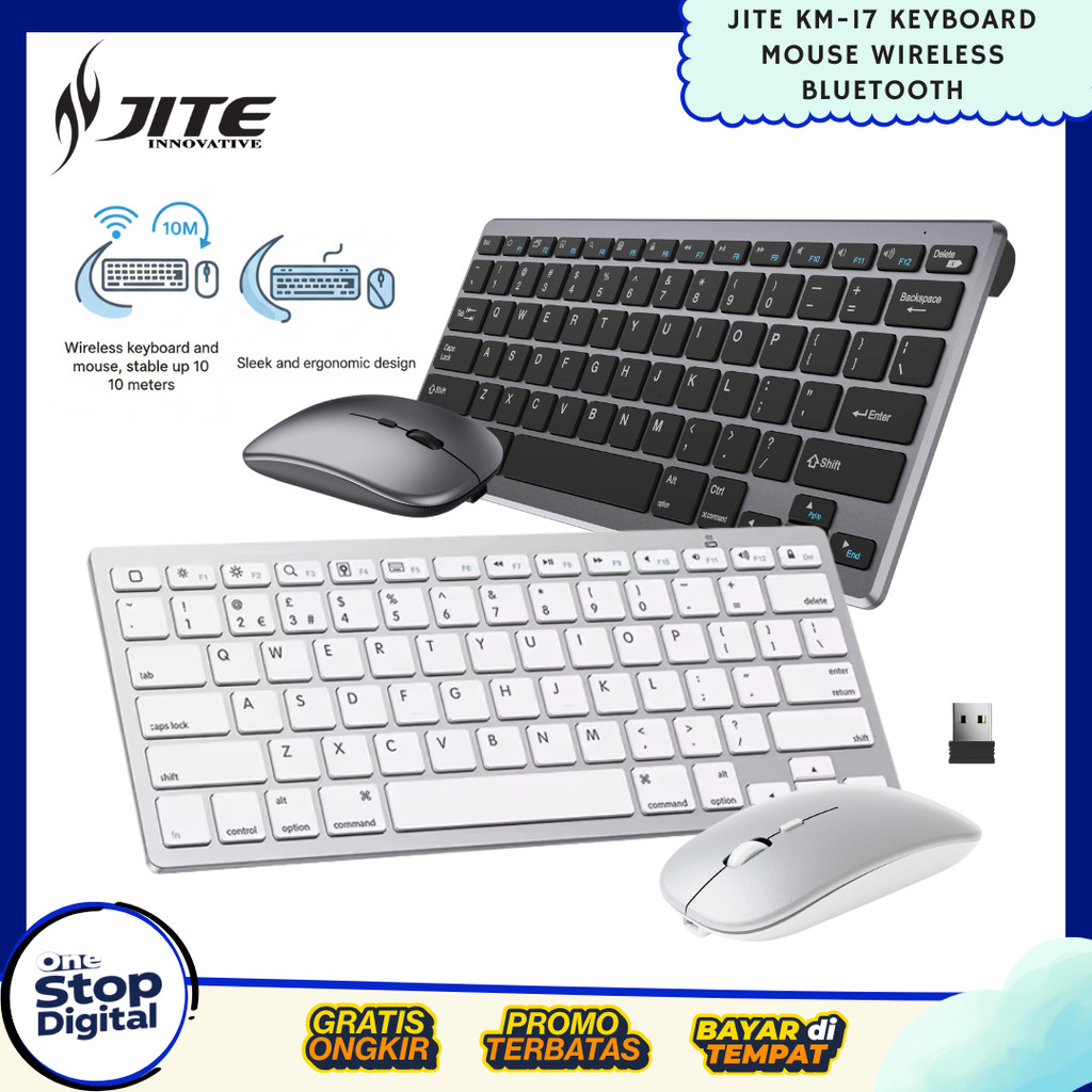 Jual JITE KM-17 Keyboard Mouse Wireless Bluetooth Ultra Compact Slim ...