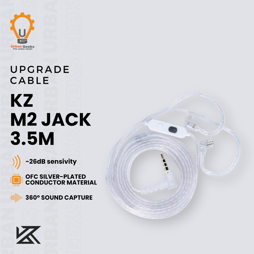 Jual KZ M2 Upgrade Cable 3.5mm Dual Mic Silver-Plated OFC 2-Pin QDC 0 ...