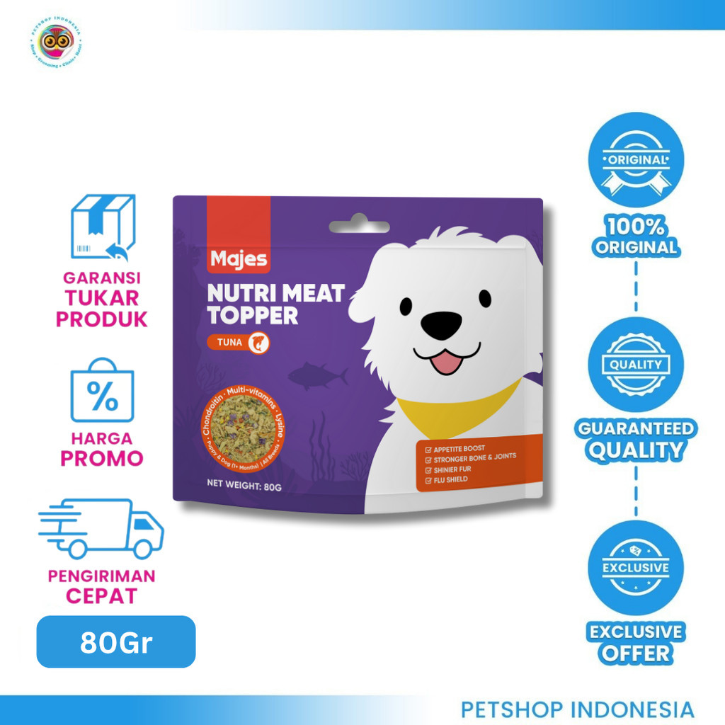 Jual MAJES Dog Nutri Meat Topper Tuna 80g – Topping Makanan Daging Tuna ...