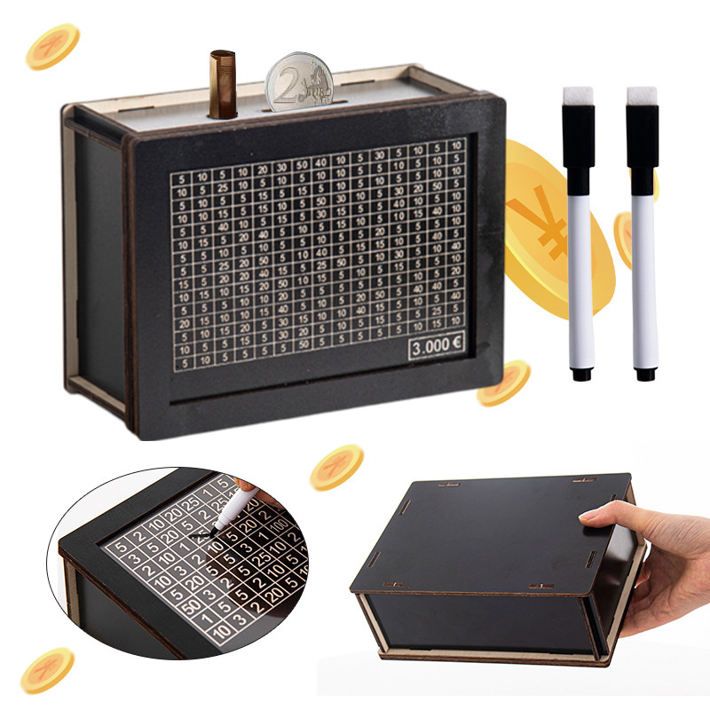 Jual Wood Money Bank 500/1000/2000/3000/5000 Wooden Euro Money Box ...