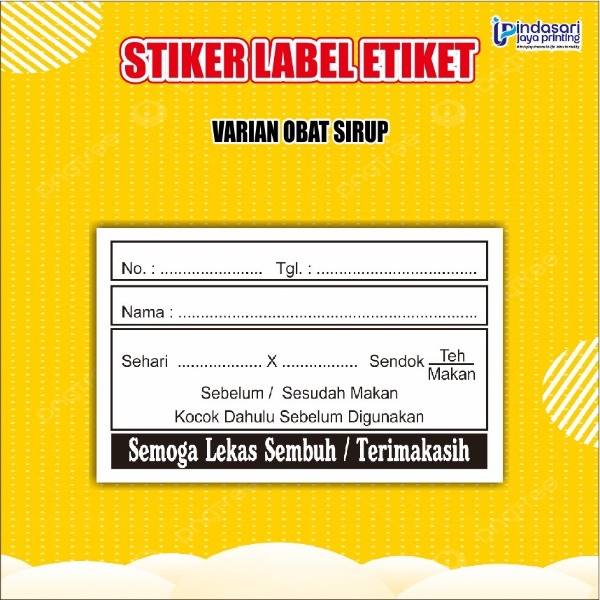 Jual Etiket Obat 1 Pack 100 Lembar | Label Stiker Obat Apotek Klinik ...