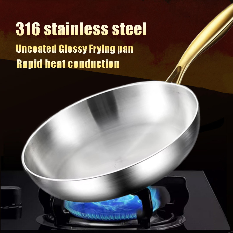 Jual 30cm Non-stick Frying Pan Wok 316 Stainless steel Steak Skillets ...