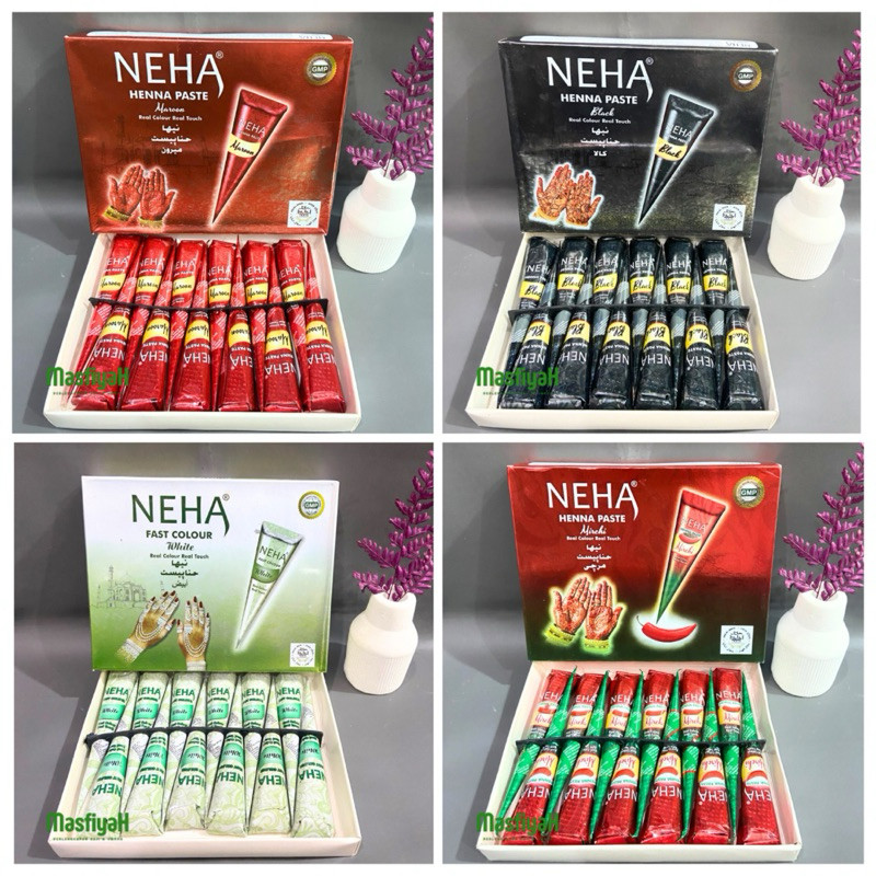 Jual (1 LUSIN) PACAR HENNA HENA NEHA KERUCUT CONE ASLI KUTEK PEWARNA ...