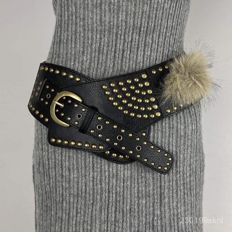 Jual Furry Belt Y2k Subculture Autumn Winter Retro Versatile Plush ...