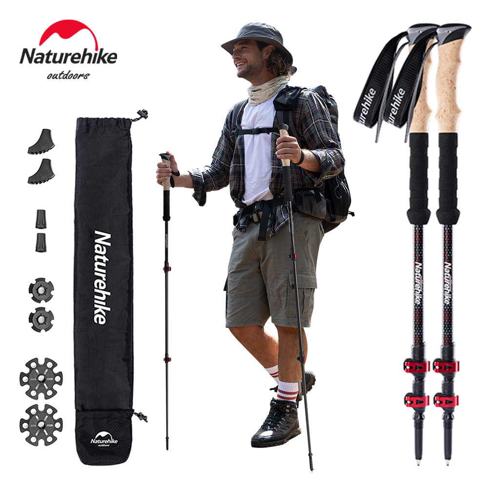 Jual Naturehike Trekking Poles 2pcs Carbon Fiber Collapsible Telescopic ...