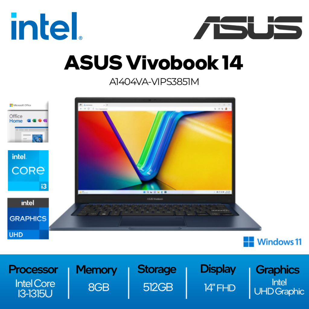 Jual ASUS Vivobook 14 A1404VA-VIPS3851M (Intel Core i3 1315U / Intel ...