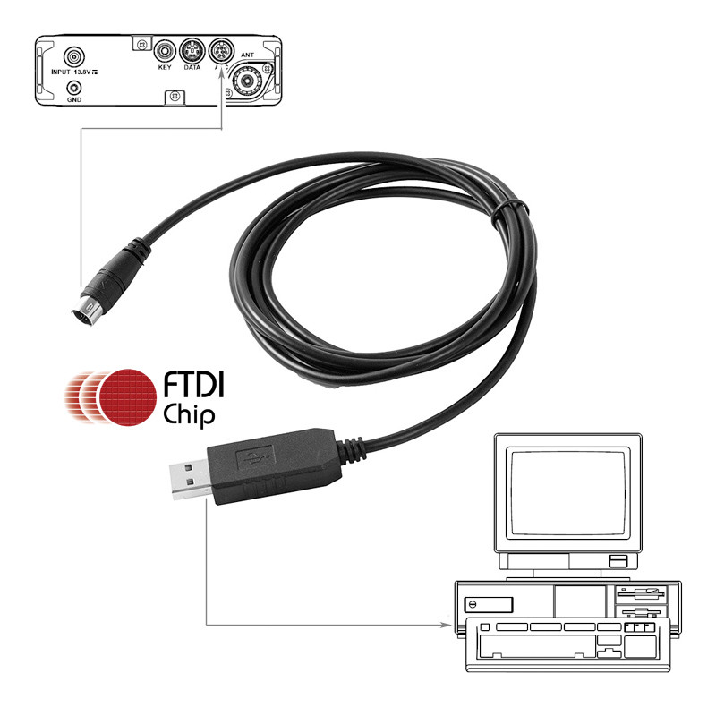 Jual Yaesu CT-62 CAT Interface Programming Cable FT FT232RL USB TTL to ...