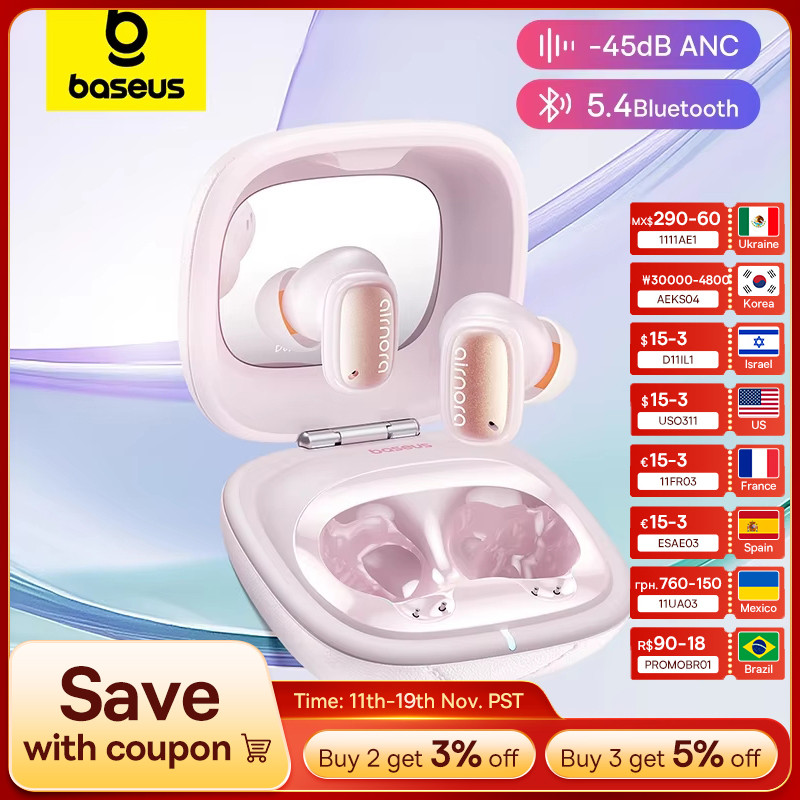 Jual Baseus AirNora 3 ANC Wireless Earphones 45dB Noise Cancelling TWS ...