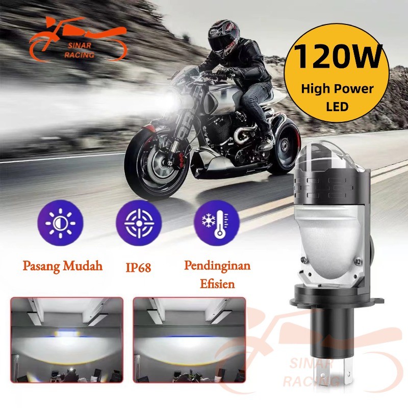 Jual Sinar Racing Lampu Utama LED H4 BILED 120W Proyektor Devil Eye ...