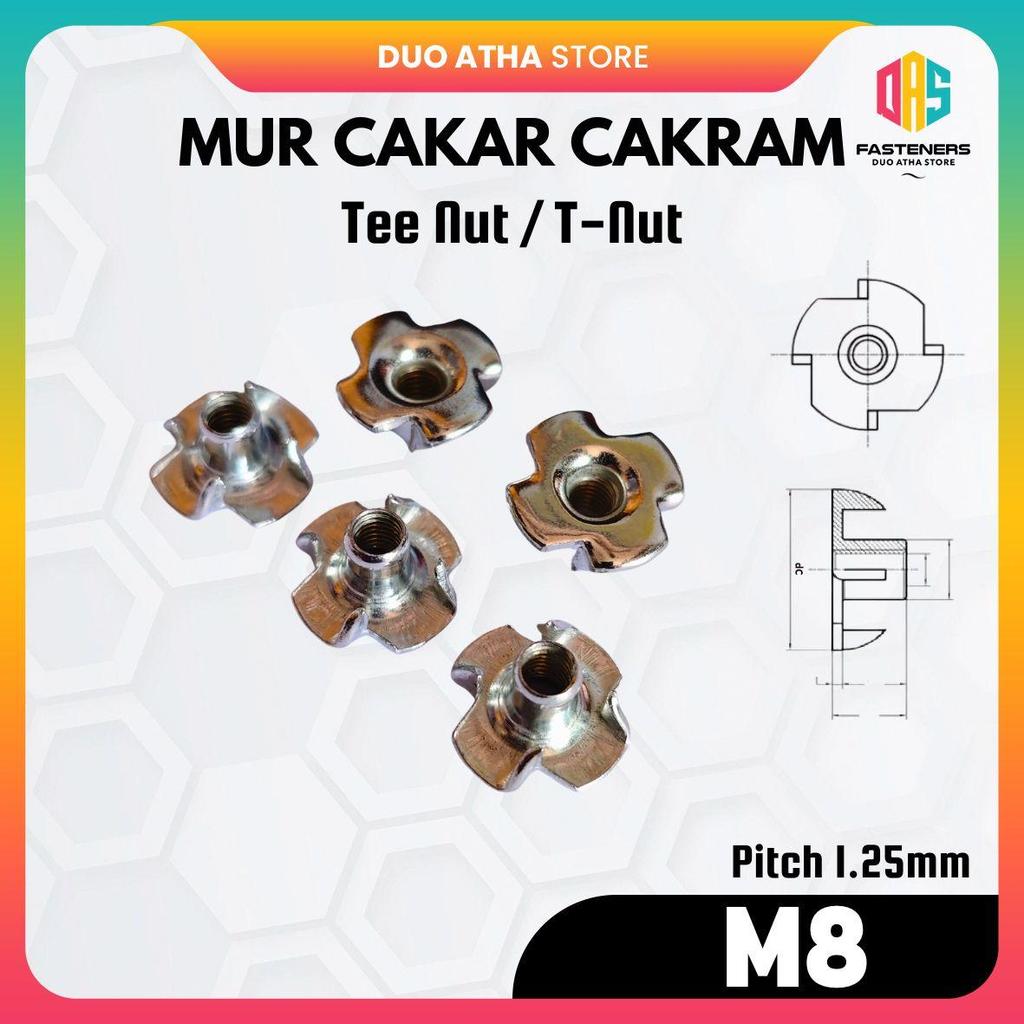 Jual Mur Cakar M8 / Tee Nut M8 / T-Nut M8 / Mur Cakar Cakram M8 Putih ...