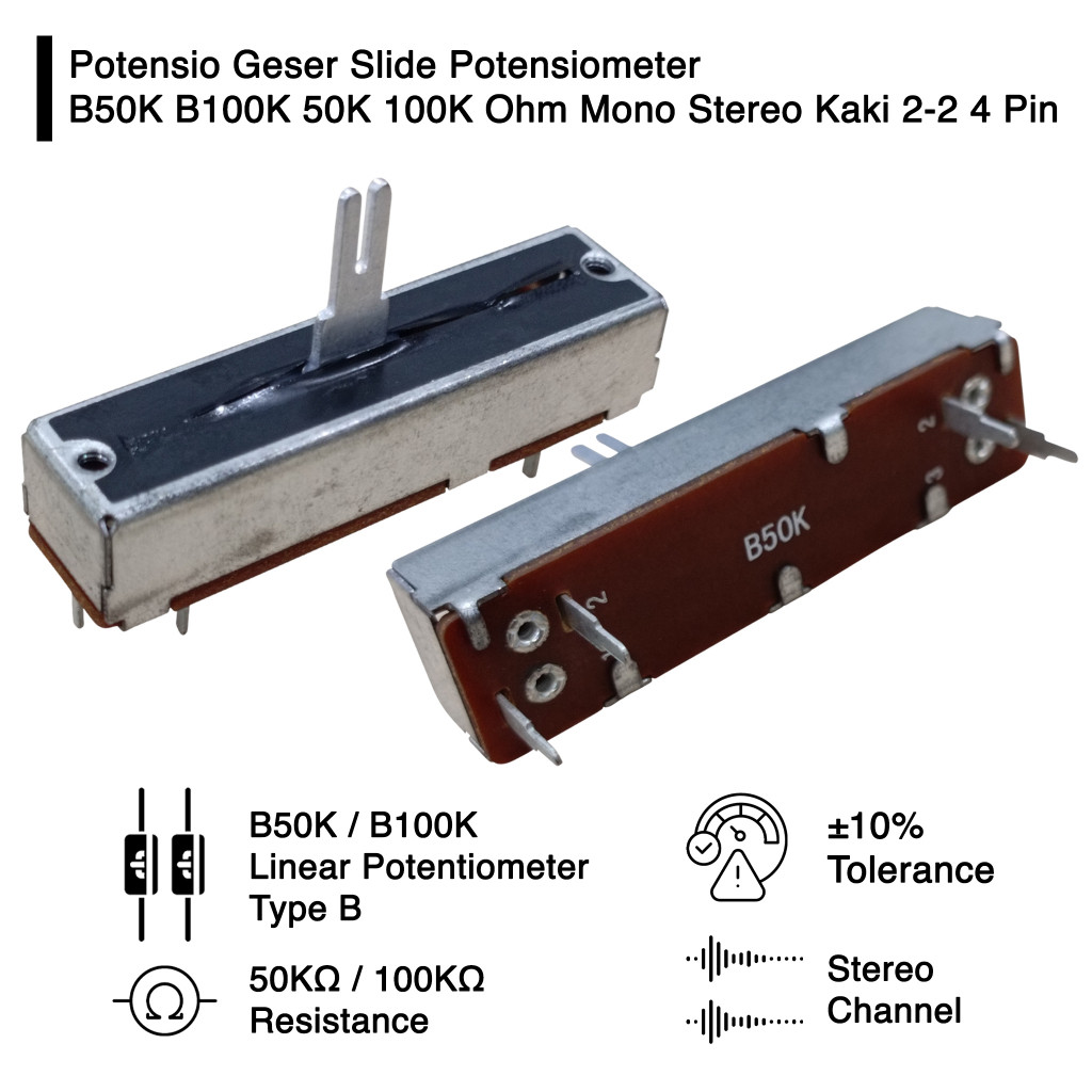 Jual Potensio Potentio Geser Slide Potentiometer Potensiometer B50K ...