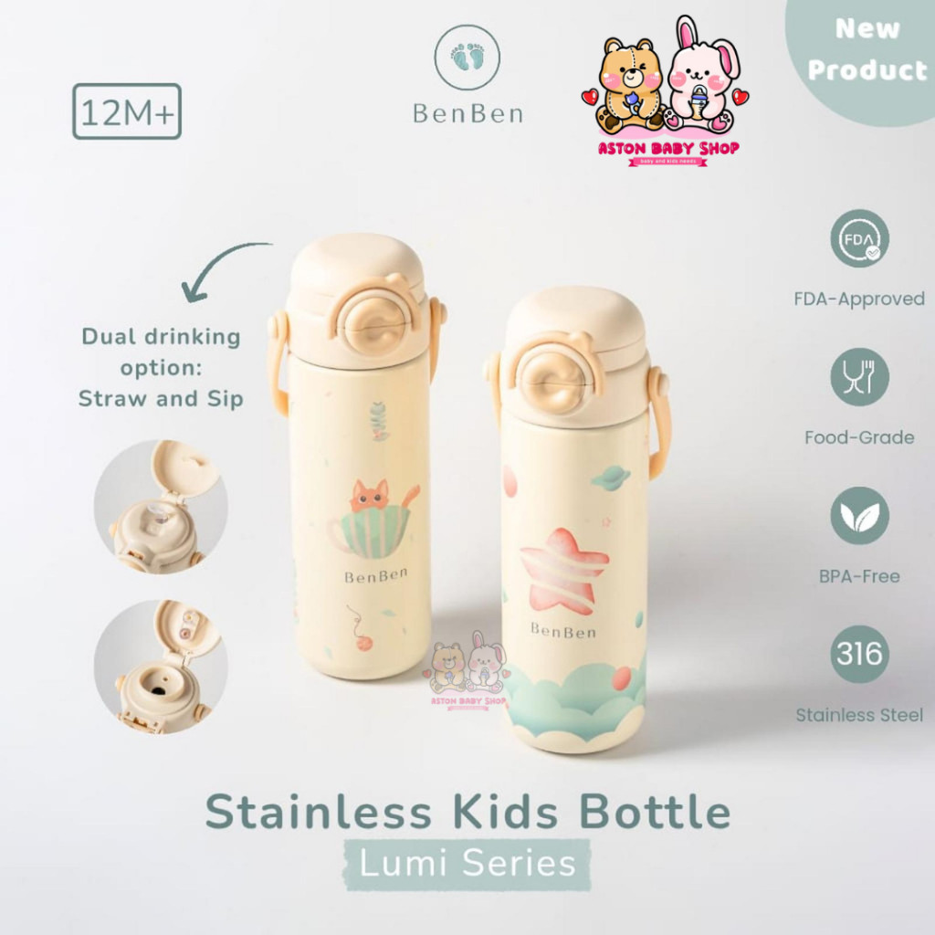 Jual BenBen Stainless Kids Bottle 500ml Lumi Series – 316 Stainless ...